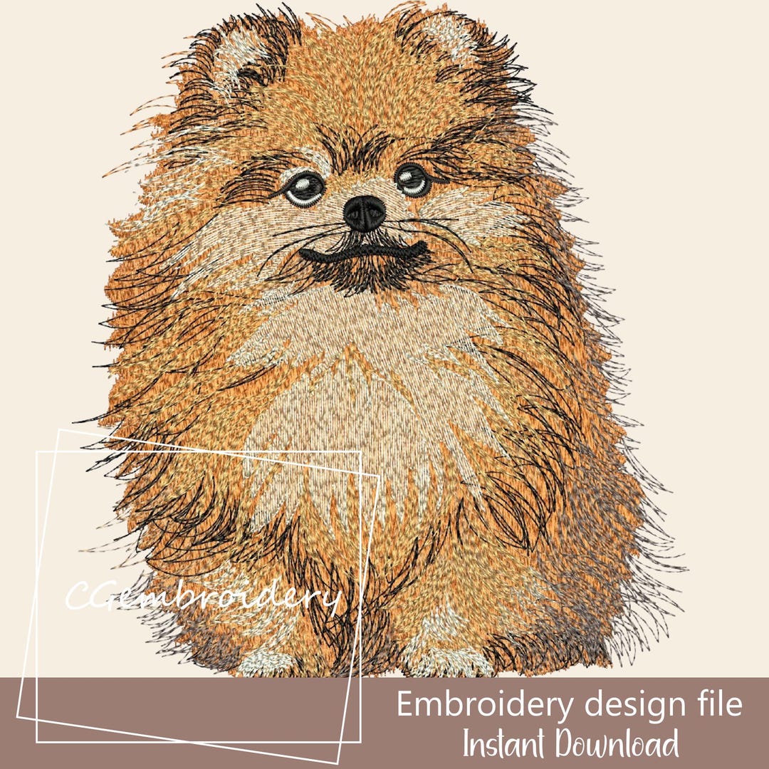 Pomeranian Dog Embroidery Design, Cute Pomeranian Embroidery File ...