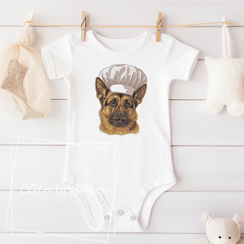 German Shepherd Dog Kitchen Embroidery Design, Cute German Shepherd ...