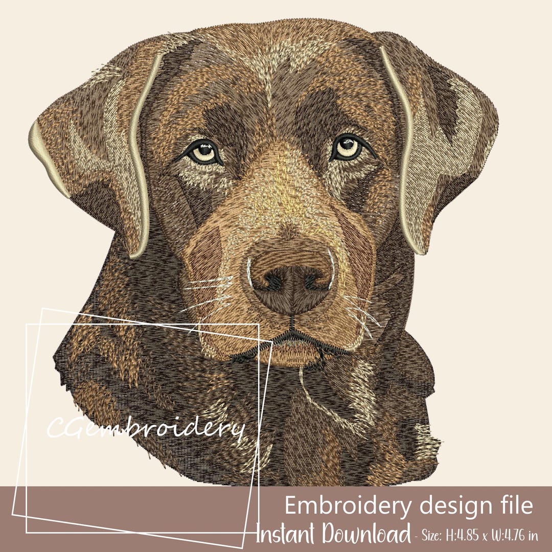 Chocolate Labrador Embroidery Design, Labrador Retriever Embroidery ...