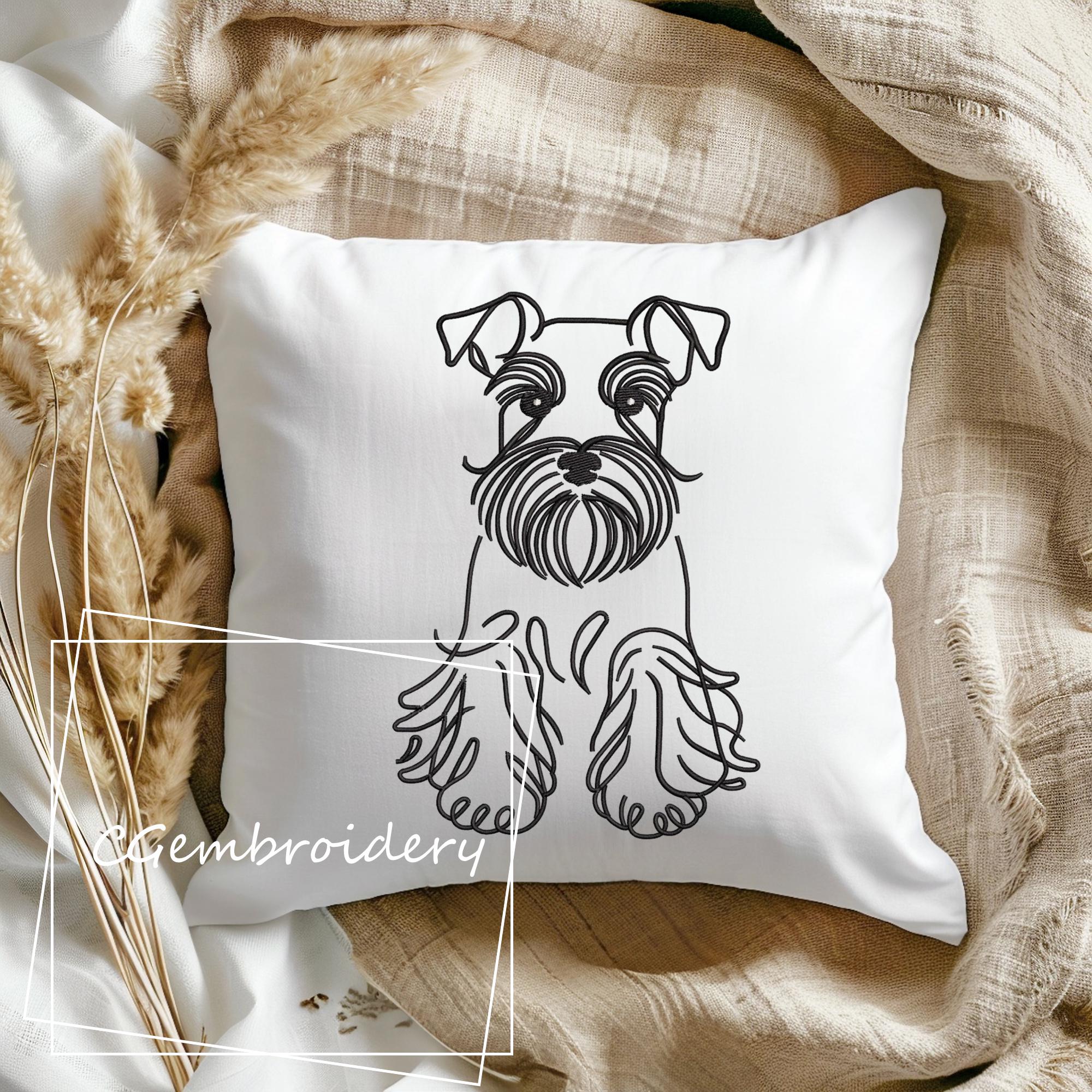 Schnauzer Embroidery Design, Line Art Schnauzer Dog Embroidery ...