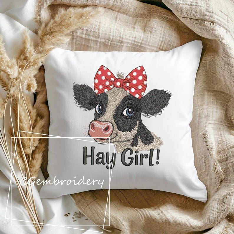 Funny Cow Embroidery Design, Holstein Cow Embroidery File, Heifer ...