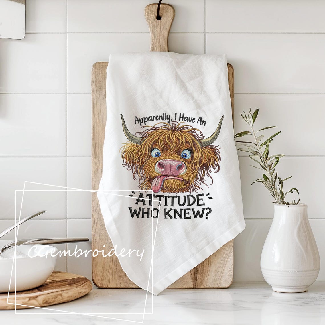 Funny Cow Embroidery Design Apparently, I Have an Attitude Embroidery ...