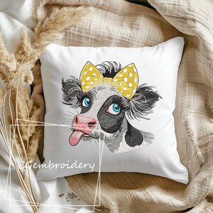Funny Cow Embroidery Design, Holstein Cow Embroidery File, Heifer ...