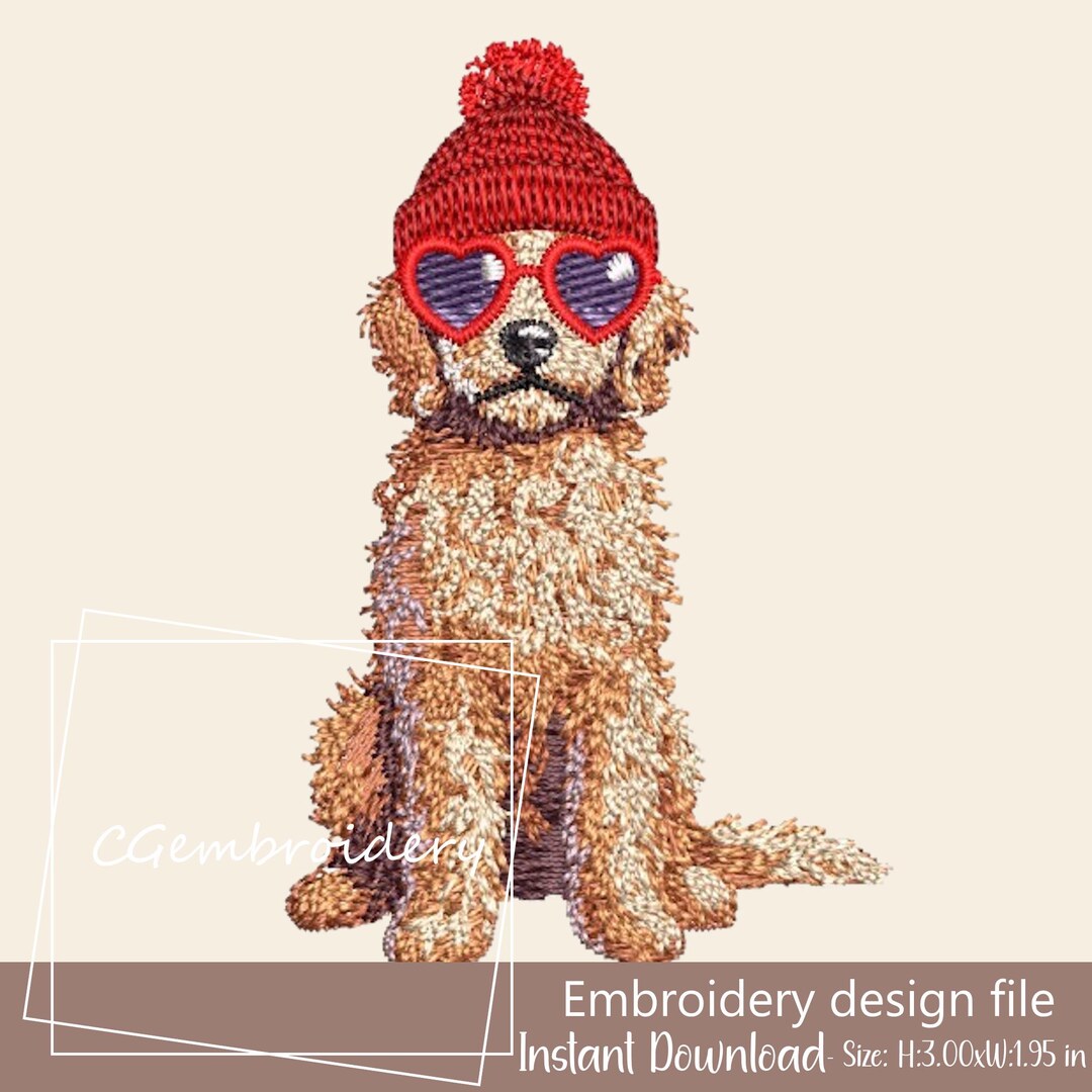 Valentine Goldendoodle Embroidery Design, Love Golden Doodle Dog ...