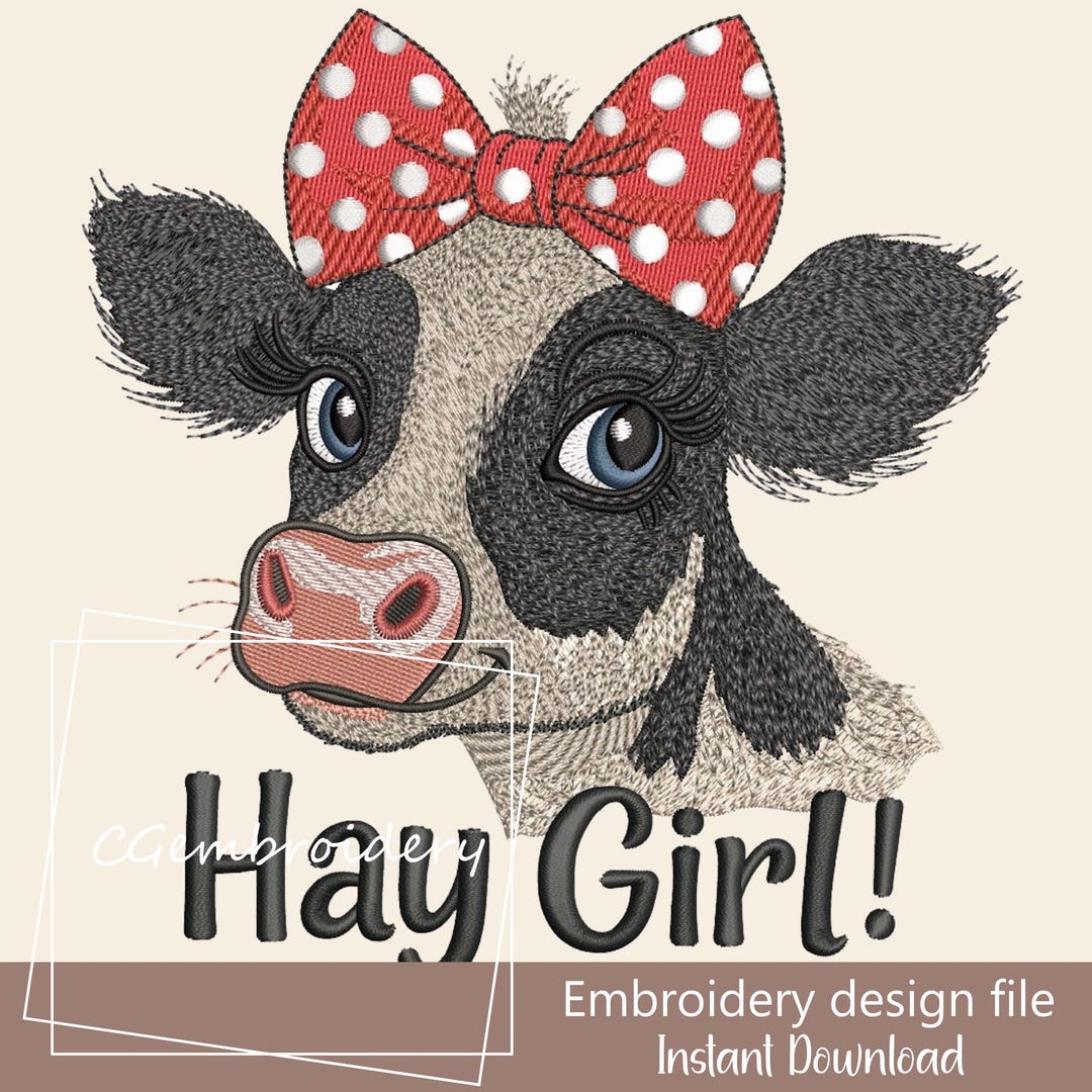 Funny Cow Embroidery Design, Holstein Cow Embroidery File, Heifer ...