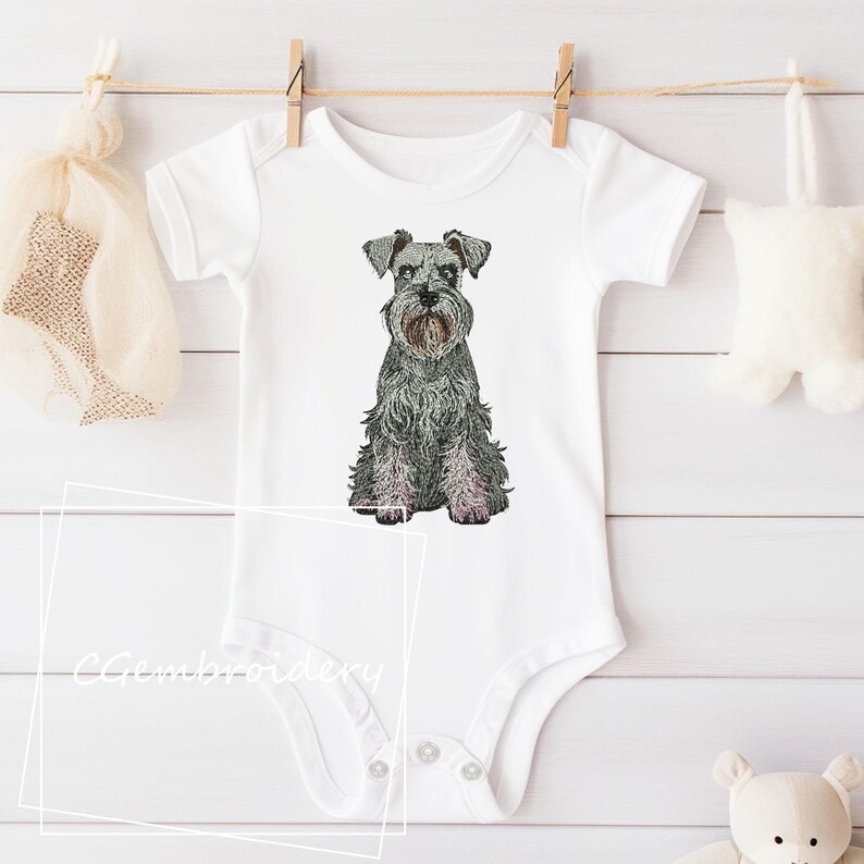Schnauzer Dog Embroidery Design, Cute Schnauzer Embroidery File ...