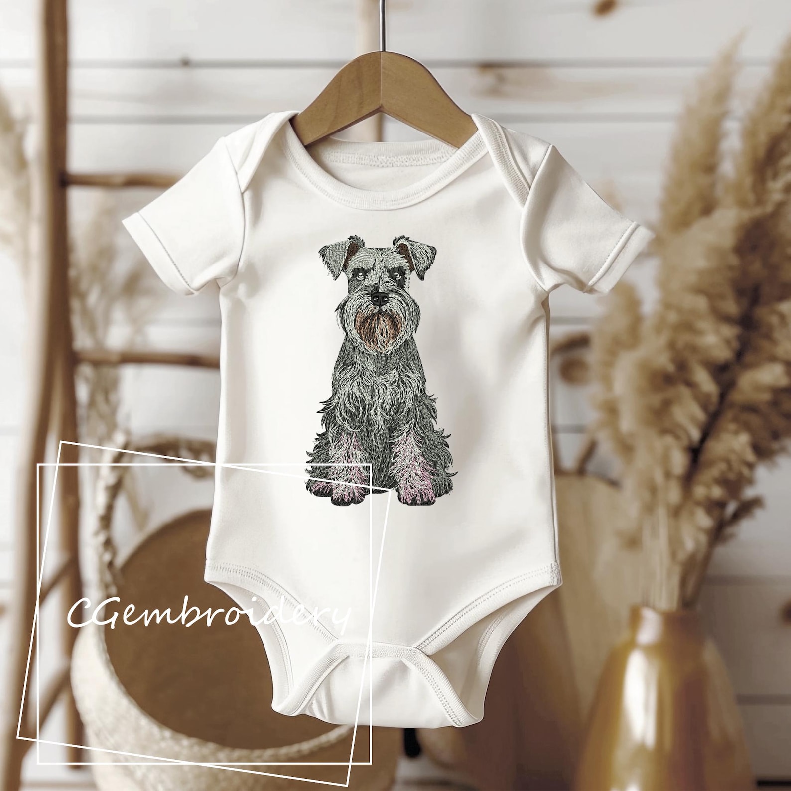 Schnauzer Dog Embroidery Design, Cute Schnauzer Embroidery File ...