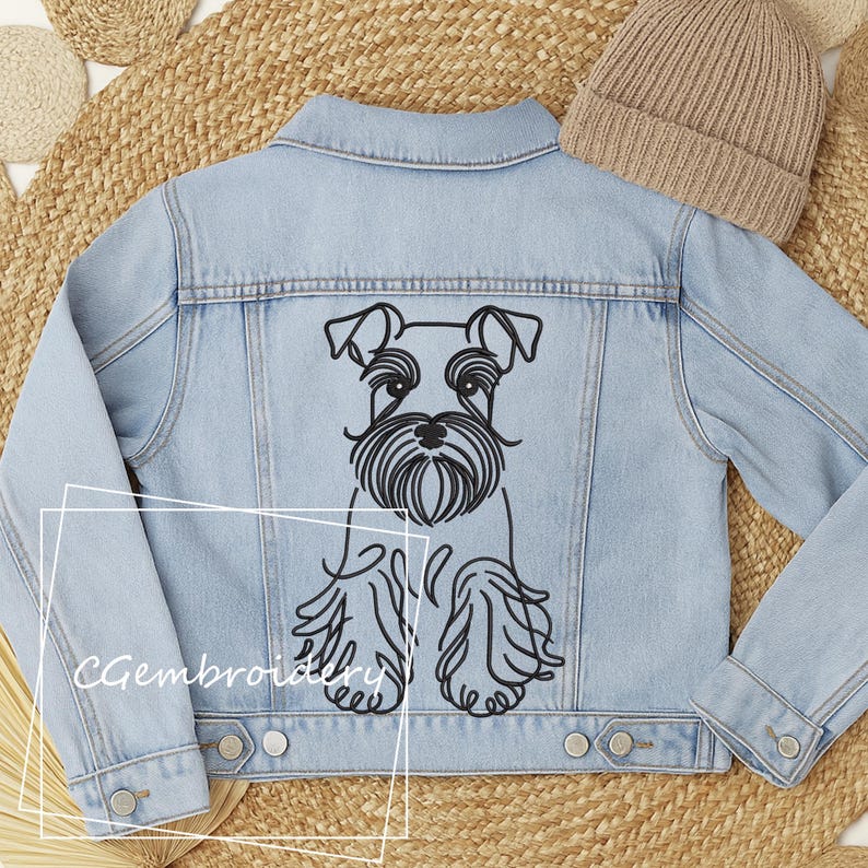Schnauzer Embroidery Design, Line Art Schnauzer Dog Embroidery ...
