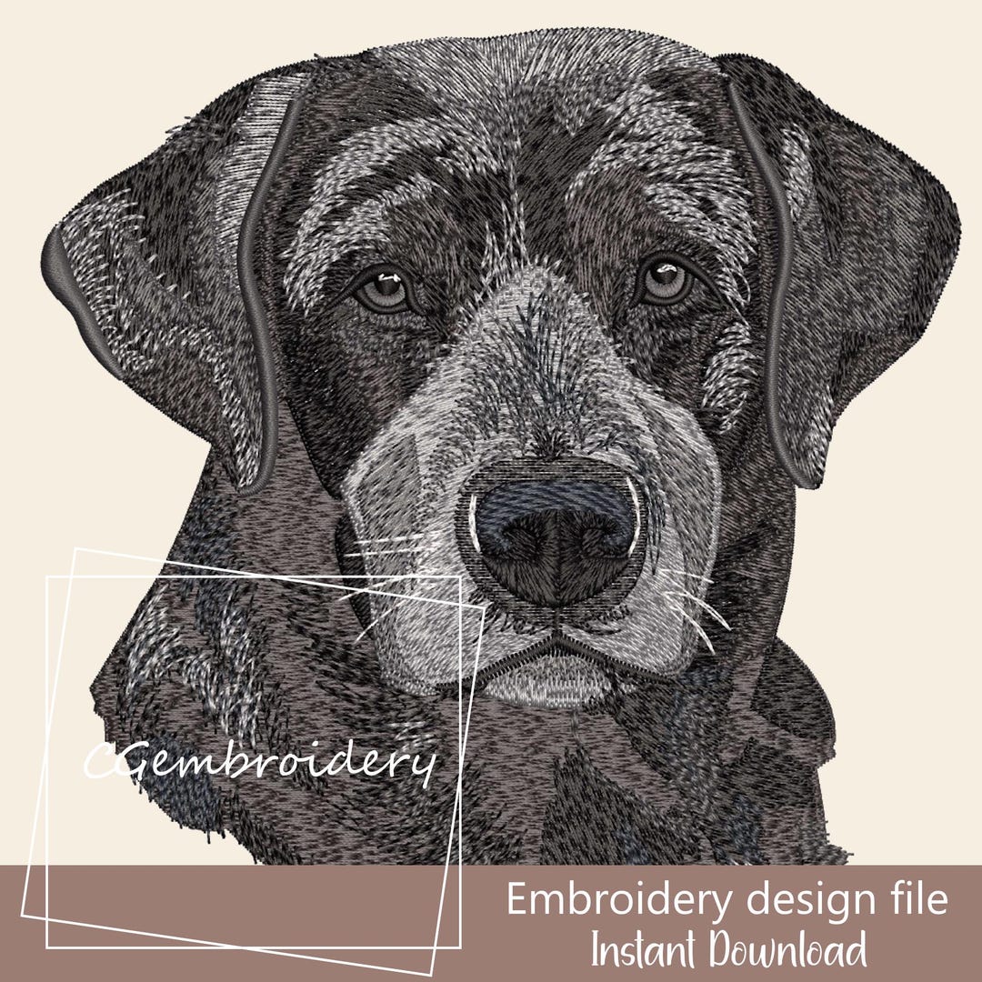 Black Labrador Embroidery Design, Labrador Retriever Embroidery File ...