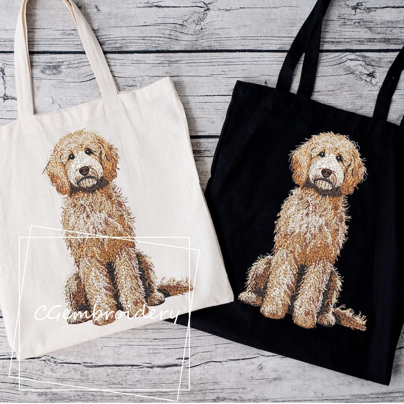 Cream Goldendoodle Embroidery Design, Cute Golden Doodle Dog Embroidery ...