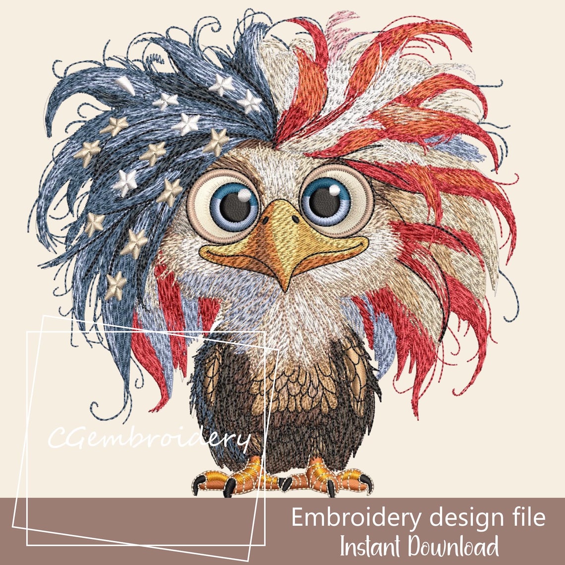 Patriotic 4th of July Eagle Embroidery Design for Machine Embroidery ...
