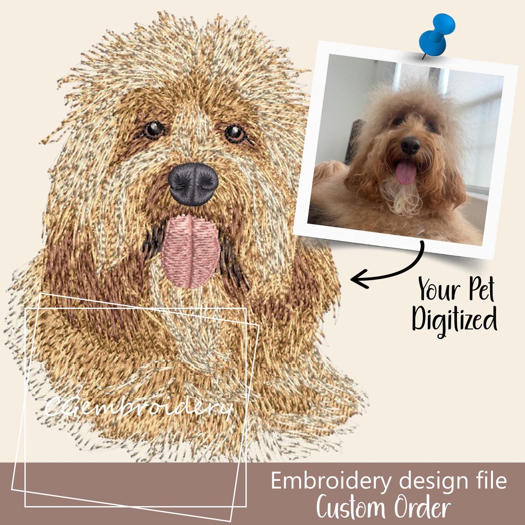 Custom Embroidery Pets Using Pet Photo, Personalized Embroidery Desing ...