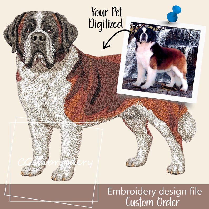 Custom Embroidery Pets Using Pet Photo, Personalized Embroidery Desing ...