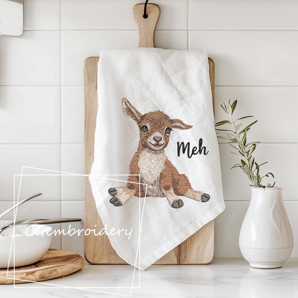Goat Meh Embroidery File, Farm Animals Embroidery Pattern, Cute Farm ...