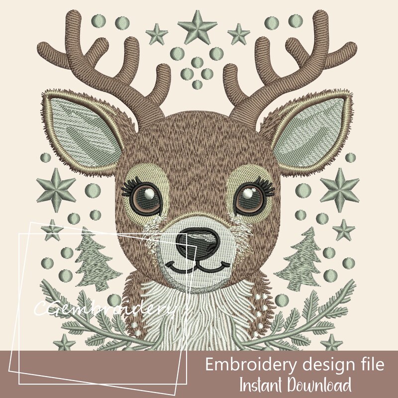 Reindeer Embroidery - Etsy