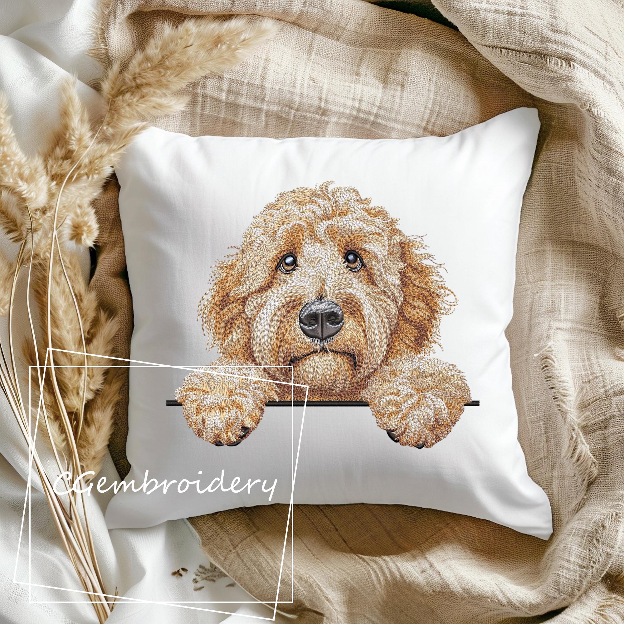 Goldendoodle Embroidery Design, Cute Golden Doodle Dog Embroidery File ...