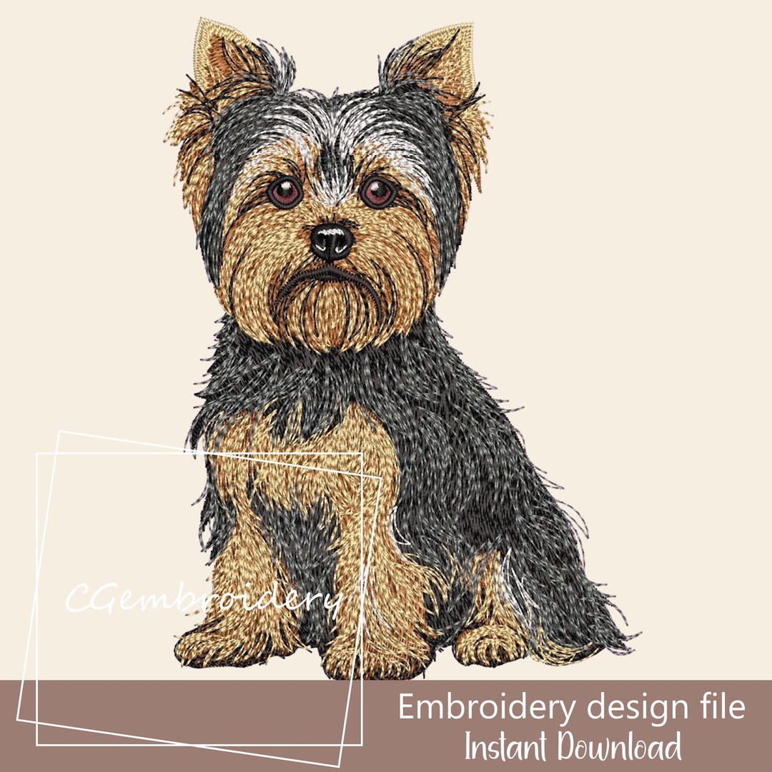 Yorkshire Terrier Dog Embroidery Design Cute Terrier Embroidery File ...