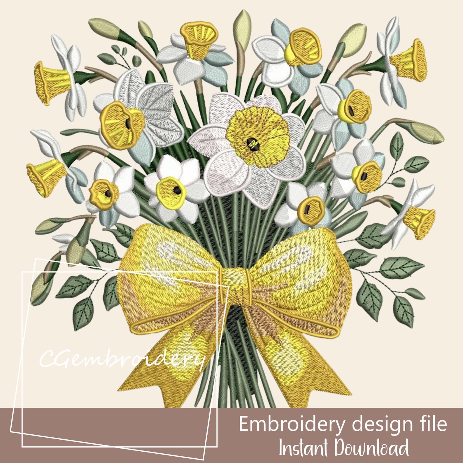 Daffodils Embroidery File, Flowers Embroidery File, Botanical, Boho ...