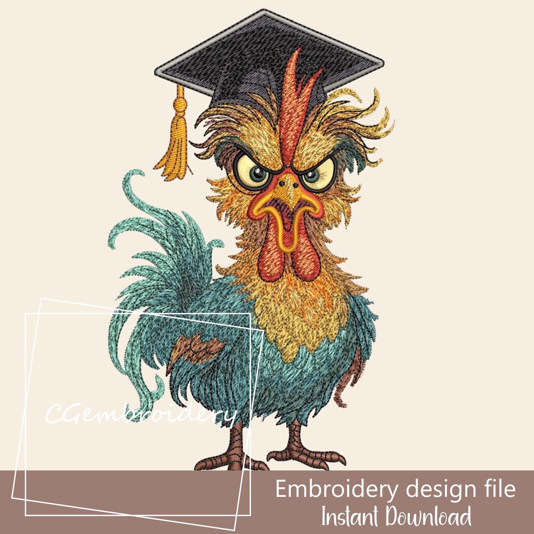 Funny Crazy Graduation Chicken Embroidery Design, Grad College Crazy ...
