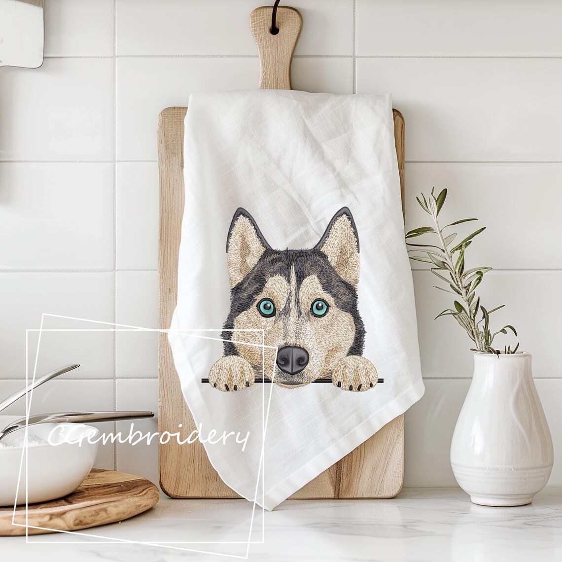 Husky Dog Embroidery Design, Cute Husky Dog Embroidery File Husky Dog ...