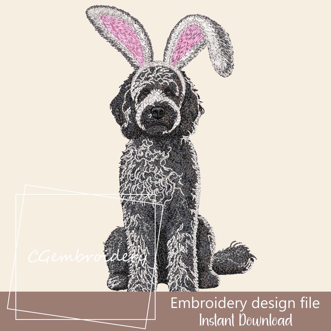 Easter Goldendoodle Embroidery Design, Easter Bunny Golden Doodle Dog ...