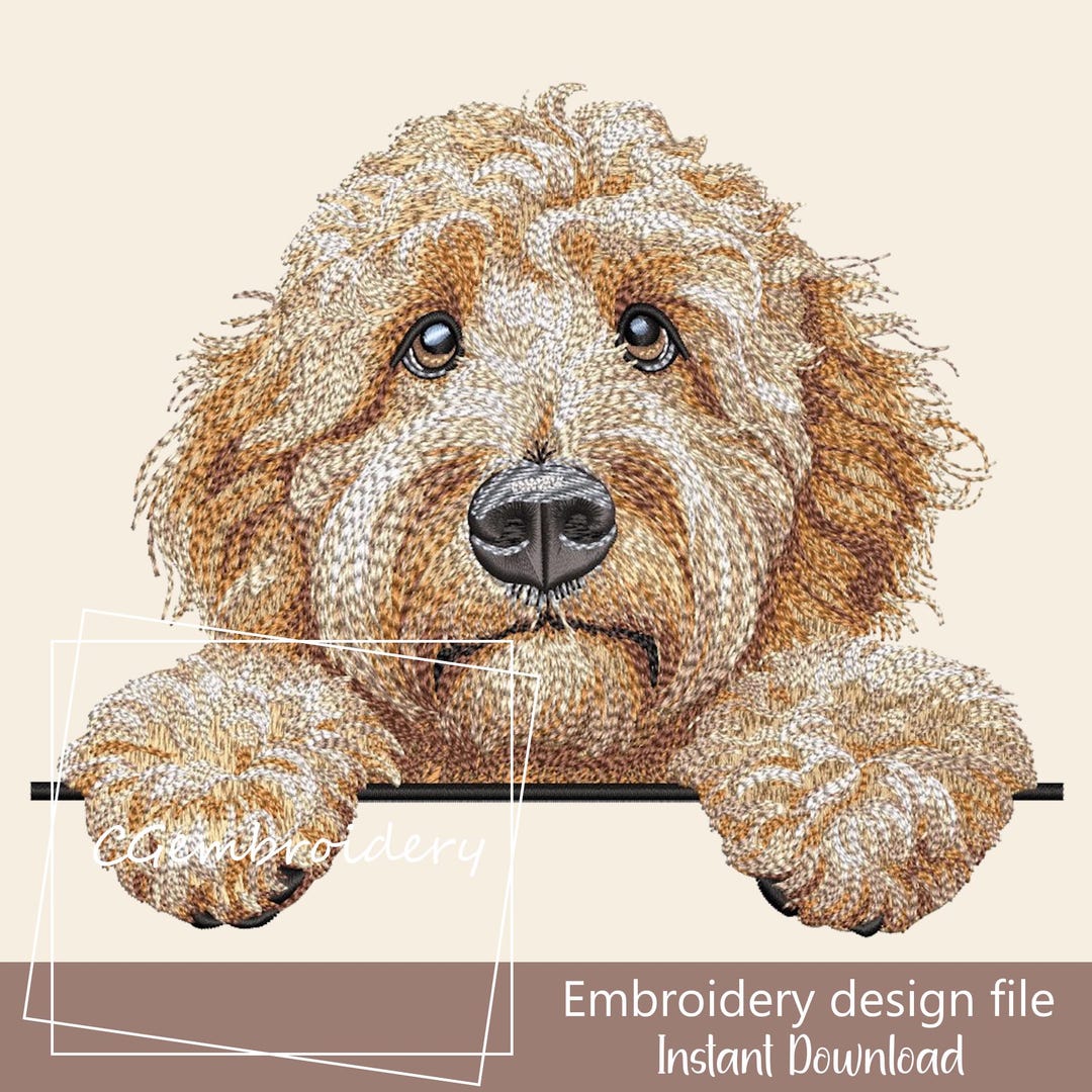 Goldendoodle Embroidery Design, Cute Golden Doodle Dog Embroidery File ...