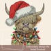 Christmas Highland Cow Embroidery Design, Farm Animal Embroidery File ...