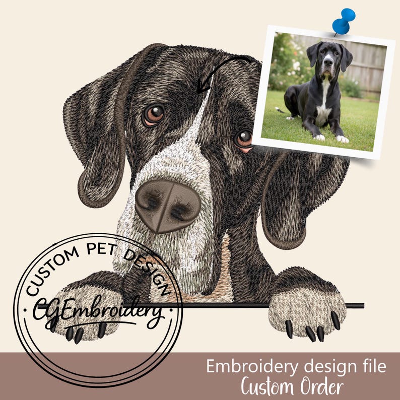 Custom Embroidery Pet Using Pet Photo, Personalized Embroidery Design ...