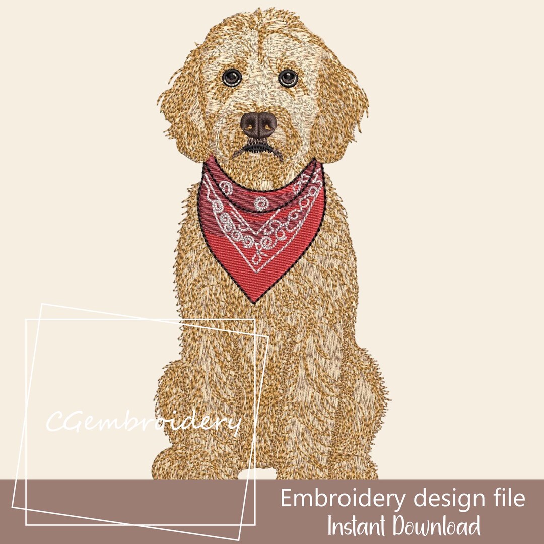 Goldendoodle Bandana Dog Embroidery Design Cute Golden Doodle Dog ...