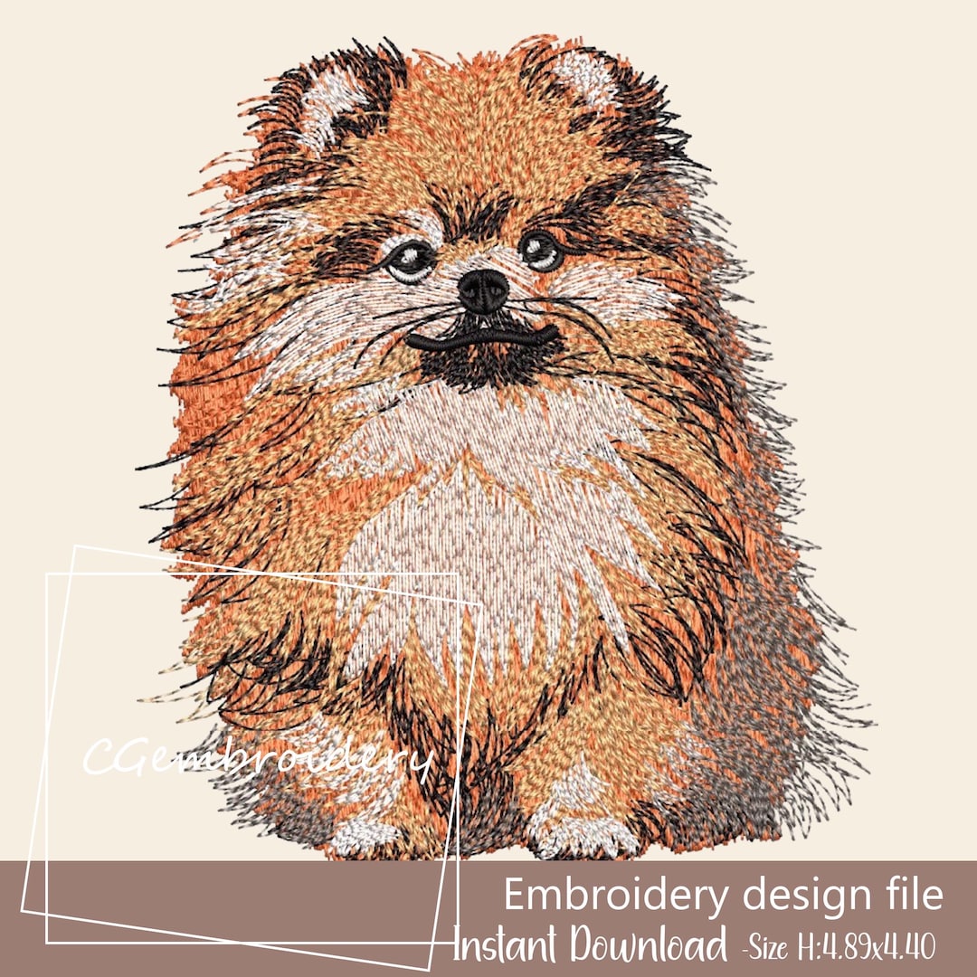 Pomeranian Dog Embroidery Design, Cute Pomeranian Embroidery File ...