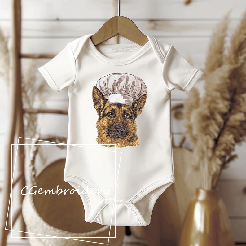 German Shepherd Dog Kitchen Embroidery Design, Cute German Shepherd ...