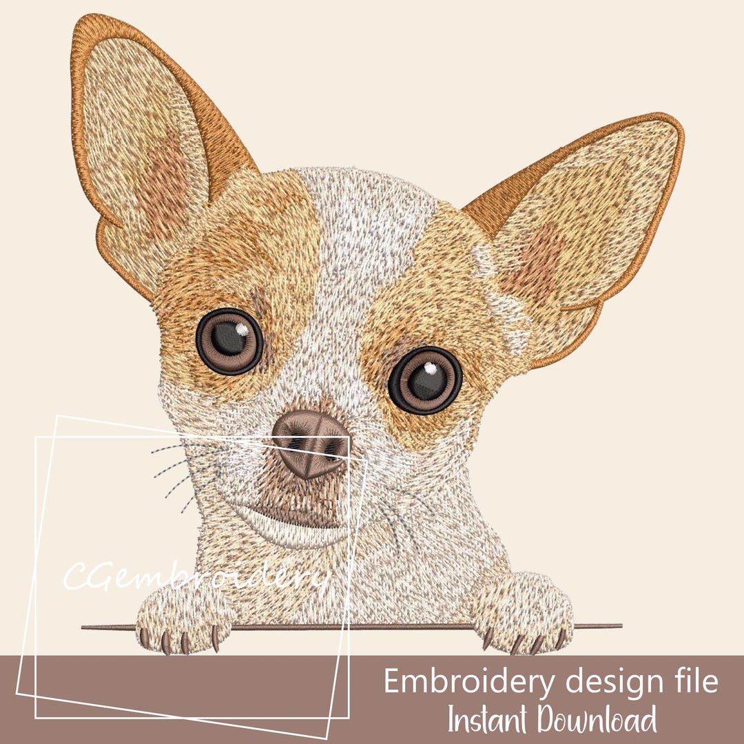 Chihuahua Embroidery Design, Cute Chihuahua Dog Embroidery File ...