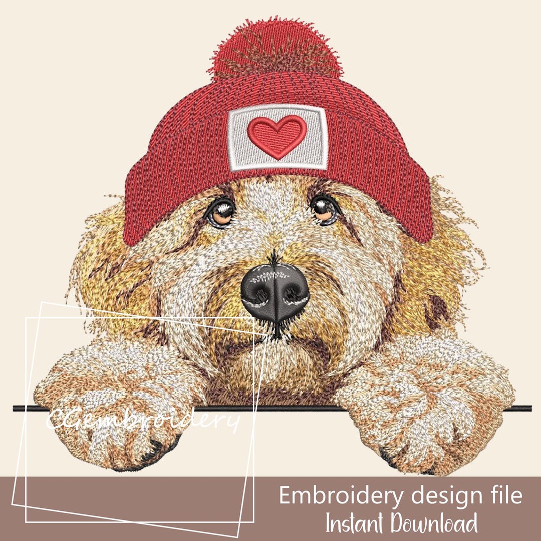 Valentine Goldendoodle Embroidery Design, Love Golden Doodle Dog ...