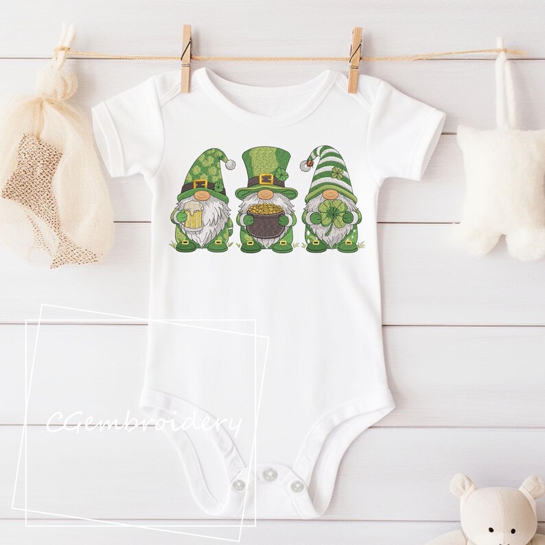 St Patrick's Gnome Lady Embroidery Design, Funny St. Patrick Gnomes ...