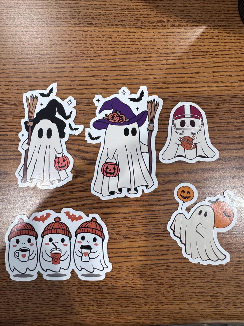 Variety of Halloween Stickers, Ghost Witches, Ghosts With Pumpkins ...