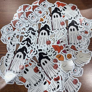 Variety of Halloween Stickers, Ghost Witches, Ghosts With Pumpkins ...