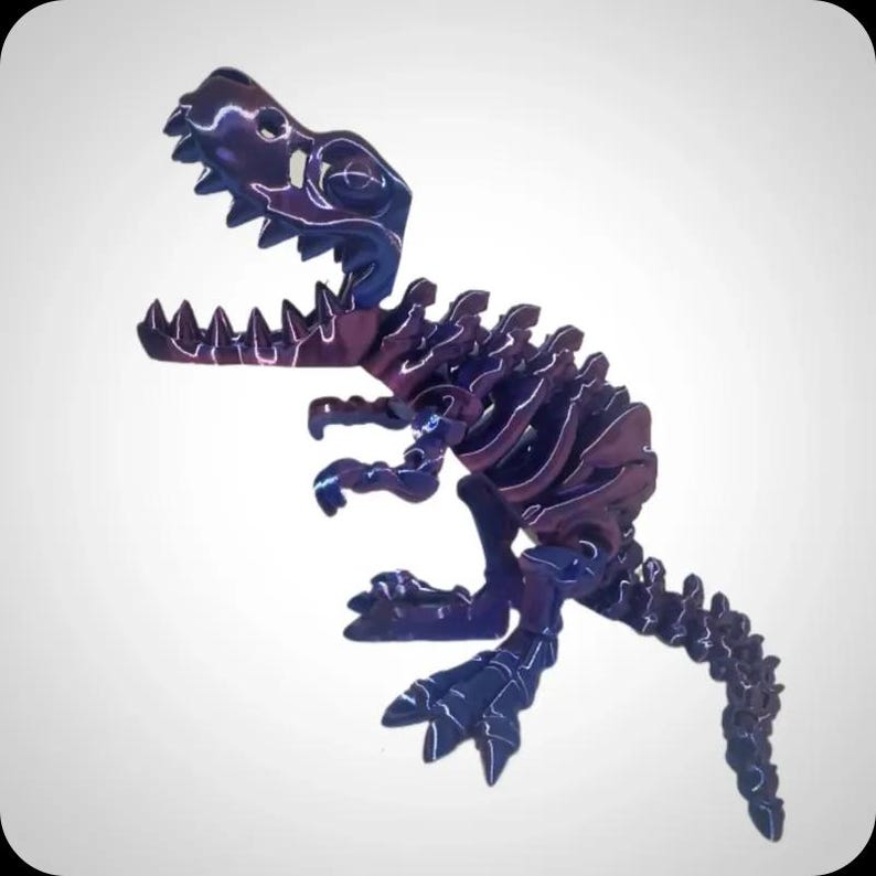 3D Printed Articulated T-rex Dinosaur Stress Relief Fidget Toy for Kids ...