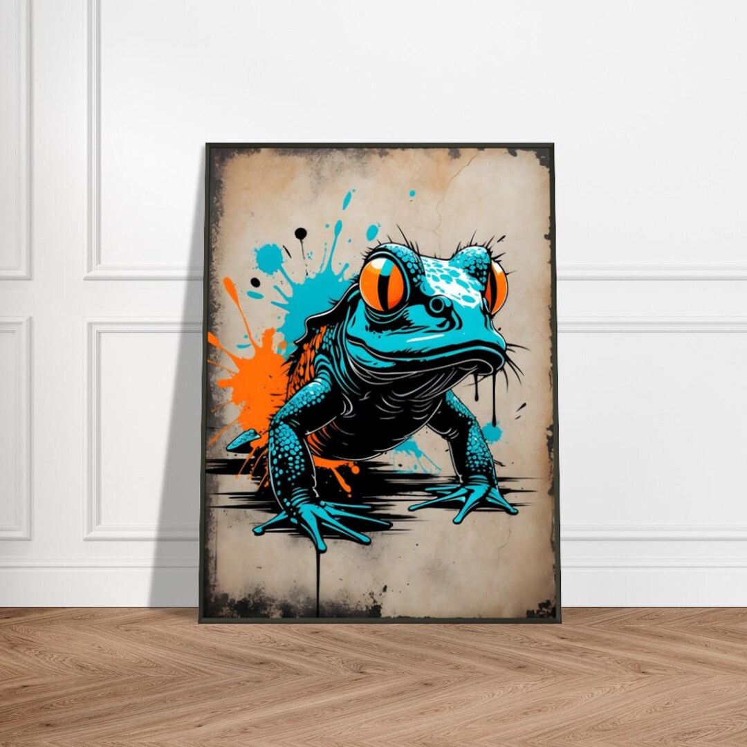 Colorful Frog Art Print – Japanese-inspired Ink Splash Design With Bold ...