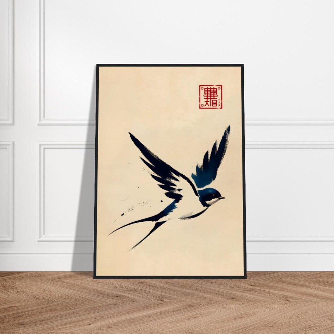 Japanese Swallow Bird Art Poster – Minimalist Wall Decor – Museum ...