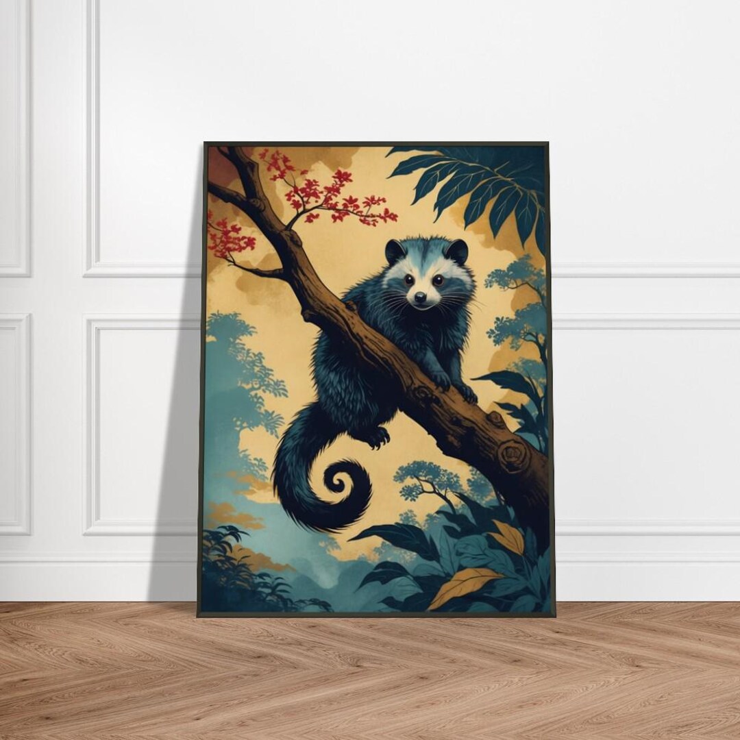Curious Ring-tailed Possum in Japanese Forest, Ukiyo-e Style Wildlife ...