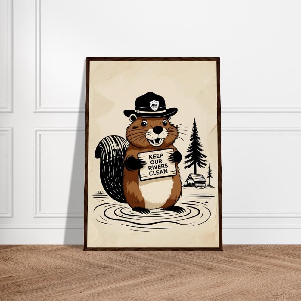 Conservation Beaver Illustration – Cute Forest Animal Ranger Promoting ...
