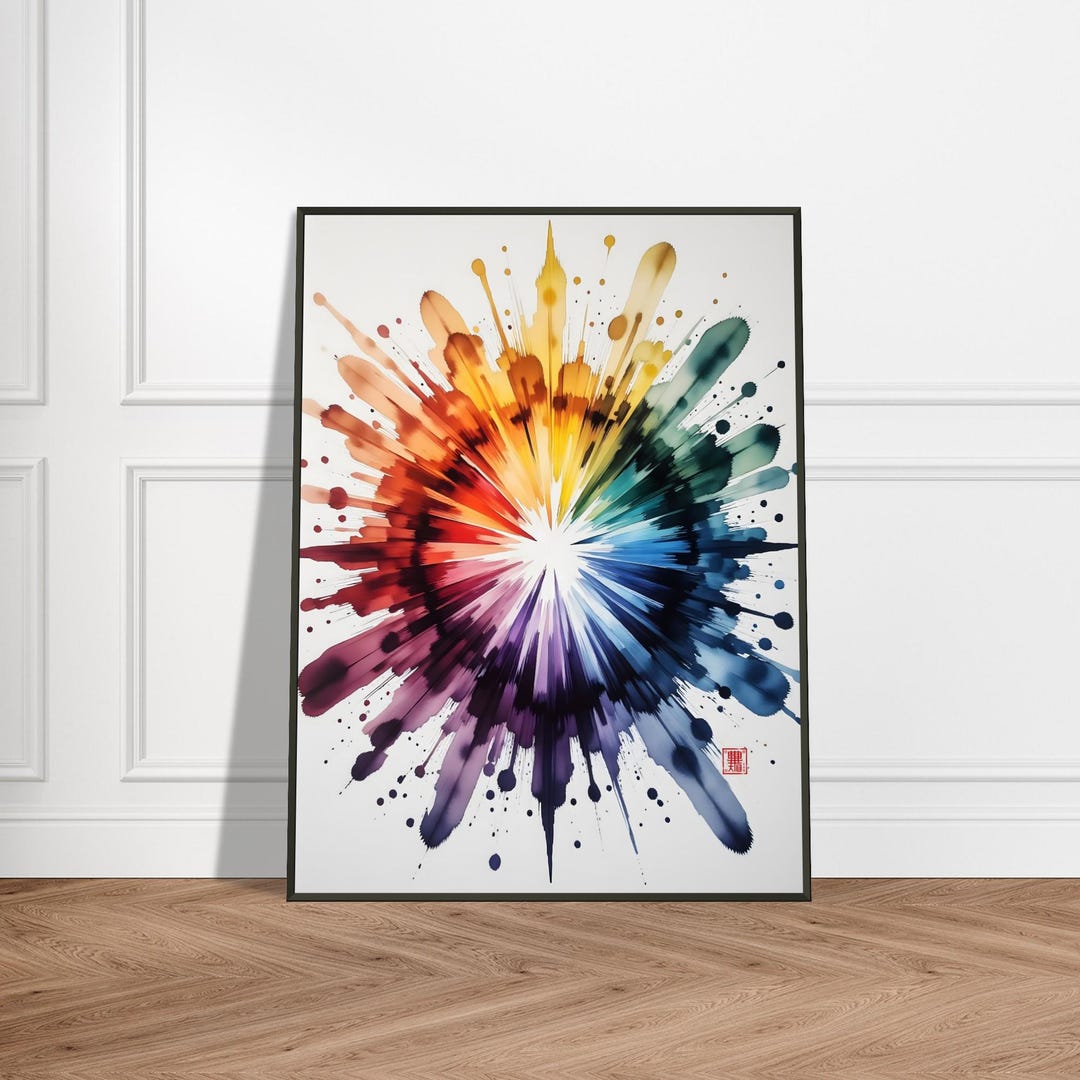 Rainbow Burst Explosion – Japanese Watercolor Abstract Art Print ...