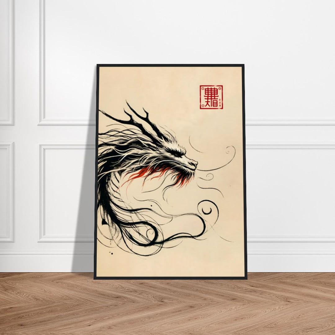Japanese Dragon Art Poster Minimalist Wall Decor Museum-quality Matte ...