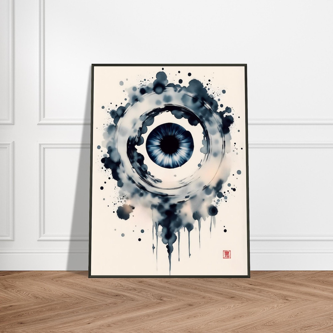Japanese Eye of Perception – Zen Ink Enso Wall Art Print With Metal ...
