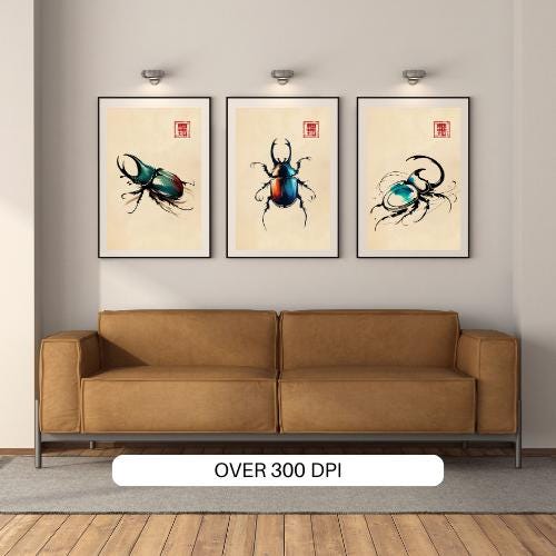 Printable Scarab Art Japanese Scarab Wall Art Decor Customizable ...