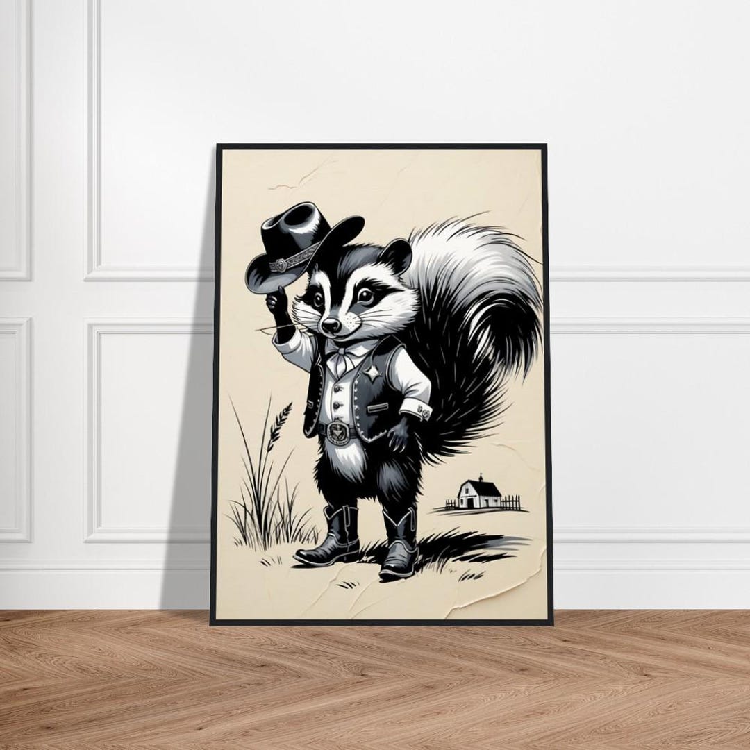 Cowboy Skunk Illustration – Charming Western Skunk in Hat and Vest ...