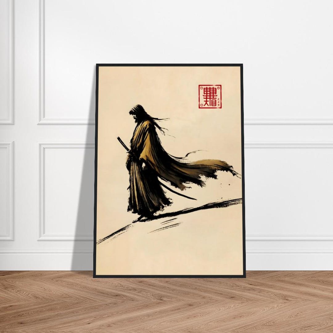 Lone Wanderer Japanese Ronin Art Poster – Minimalist Samurai Wall Decor ...