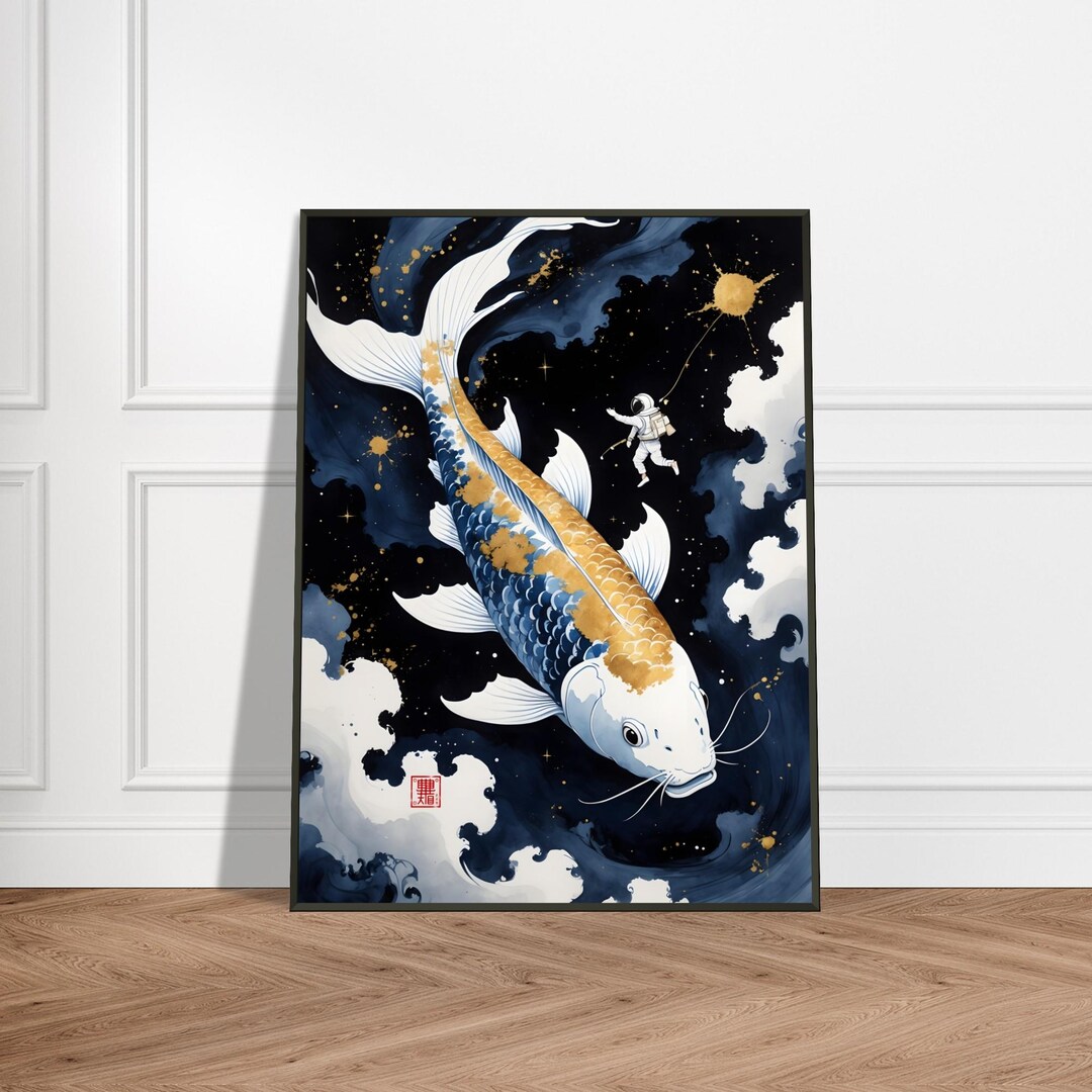 Astronaut and Celestial Koi Fish – Surreal Japanese Space Art – Metal Framed Print - Etsy
