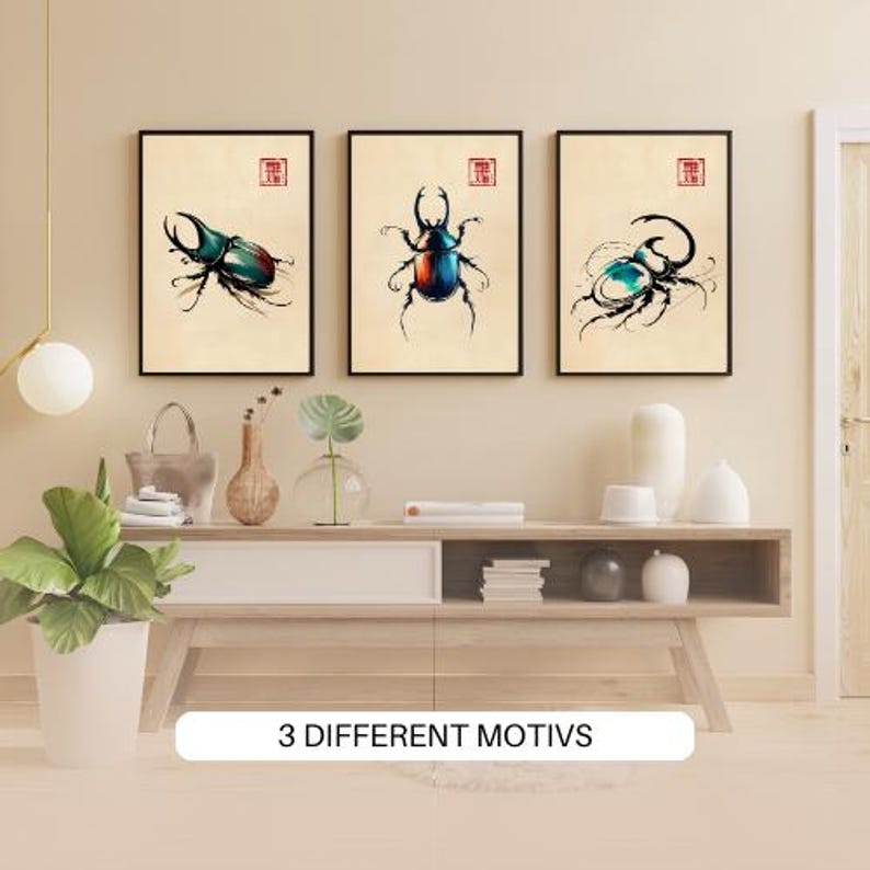 Printable Scarab Art | Japanese Scarab Wall Art Decor | Customizable ...