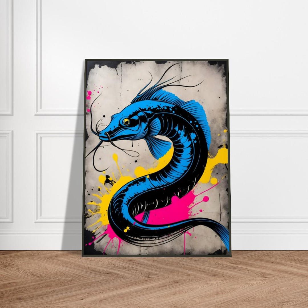 Catfish Wall Art – Japanese-inspired Ink Splash Design With Vibrant ...